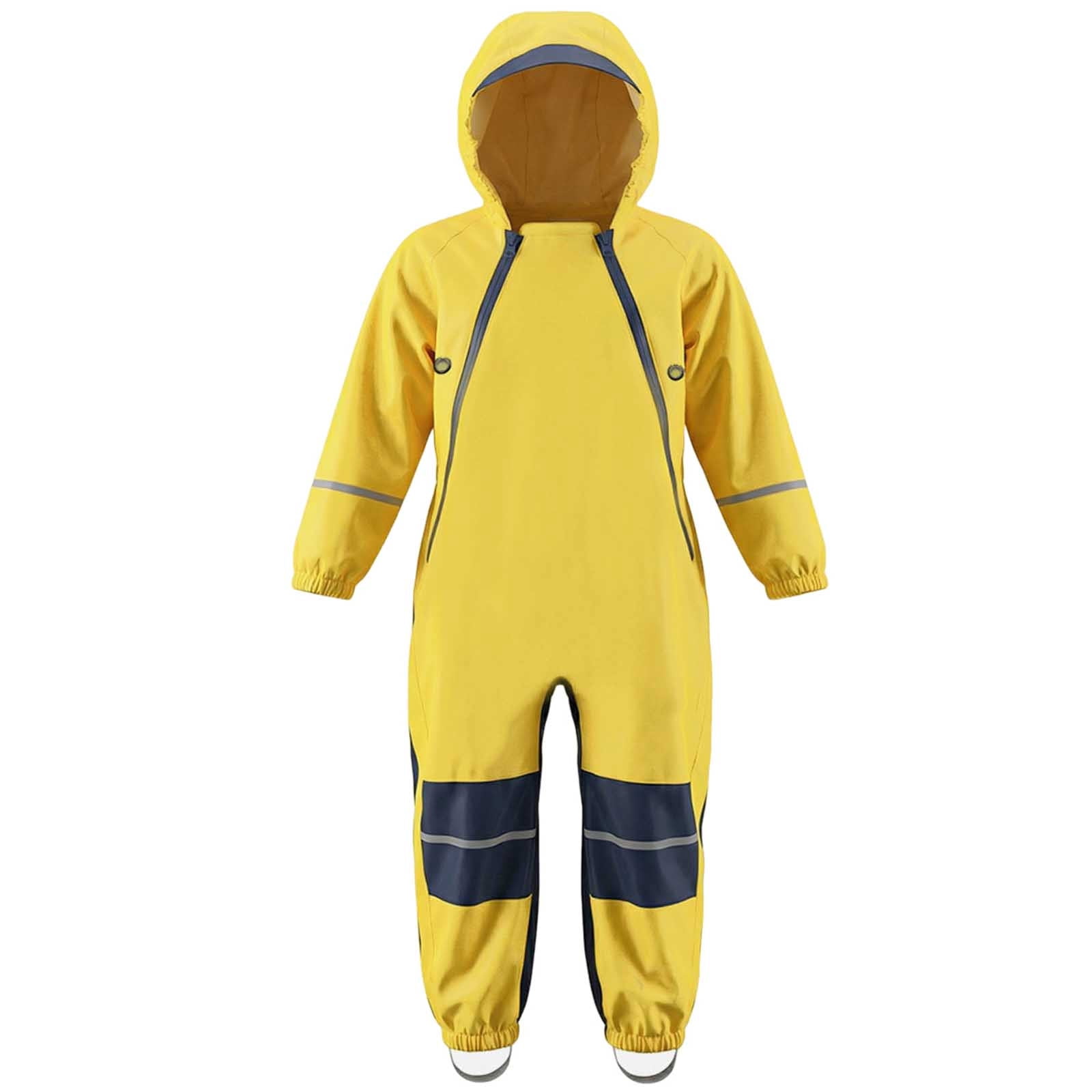 AGKIZG Solid Color Hooded Waterproof Reflective Strips Long Raincoat ...