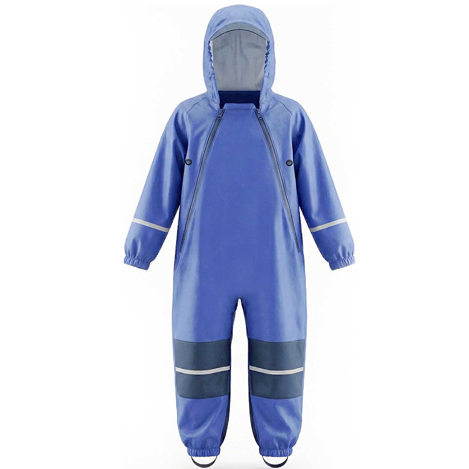 AGKIZG Solid Color Hooded Waterproof Reflective Strips Long Raincoat ...