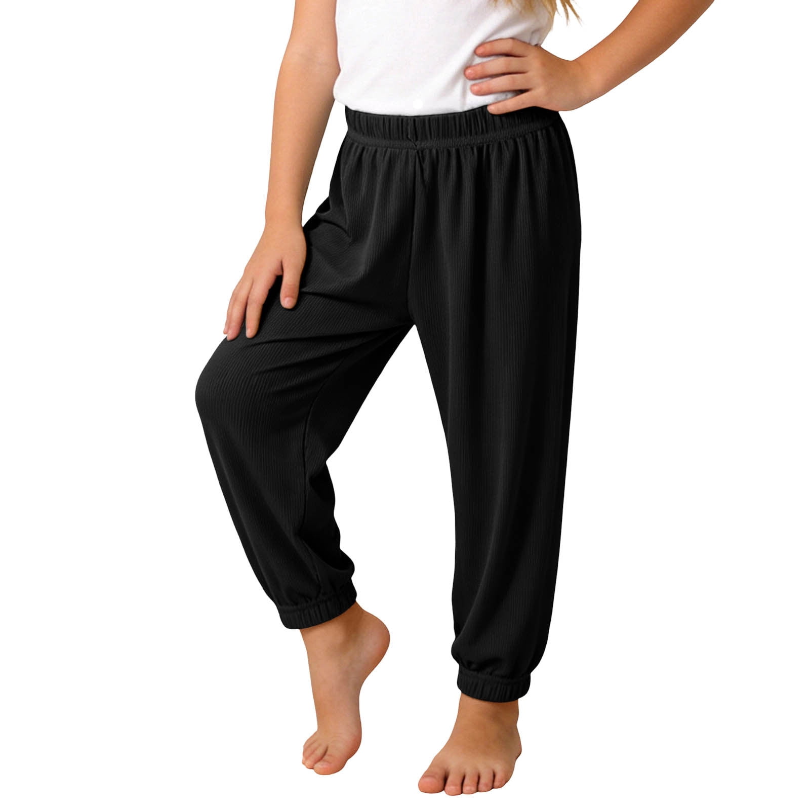 AGKIZG Solid Color Ice Silk Ribbed Cuff Jogger Casual Long Sports Pants ...