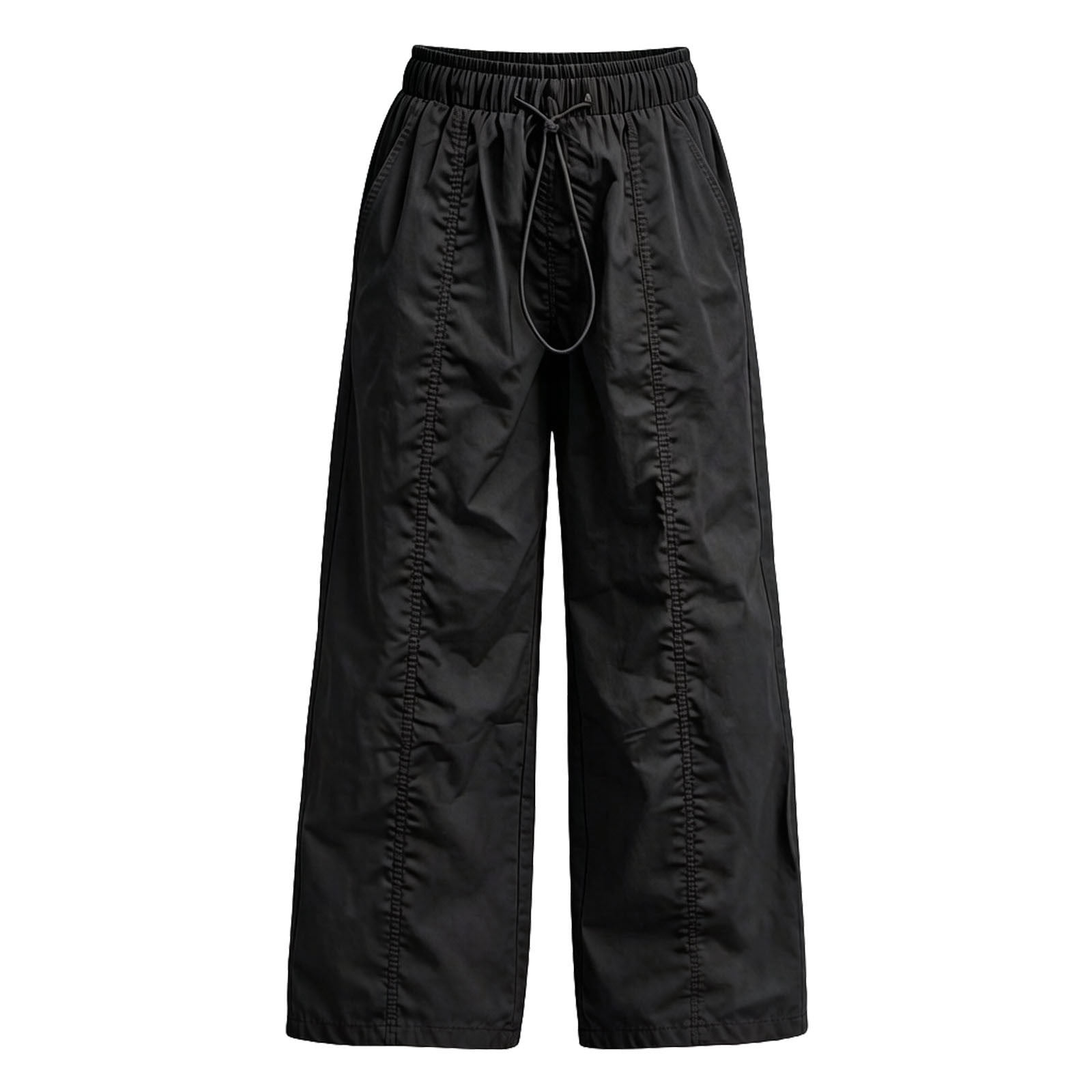 AGKIZG Solid Color Loose Thin Cargo Pants Straight Leg Elastic Waist ...