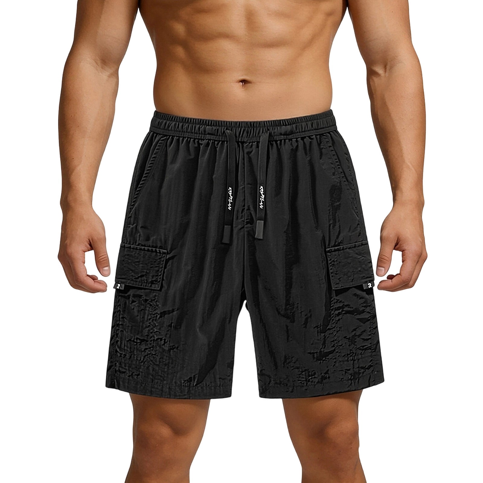 AGKIZG Solid Color Men Daily Fitness Shorts Elastic Waist Breathable ...