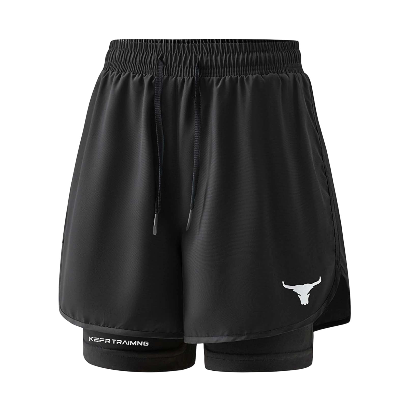 AGKIZG Solid Color Men Double Layer Casual Shorts Style Fake Piece ...