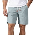 AGKIZG Solid Color Men Ethnic Style Beach Shorts Summer Elastic Waist ...