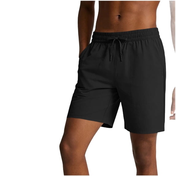 AGKIZG Solid Color Men Fashion Shorts Elastic Waist Drawstring with ...