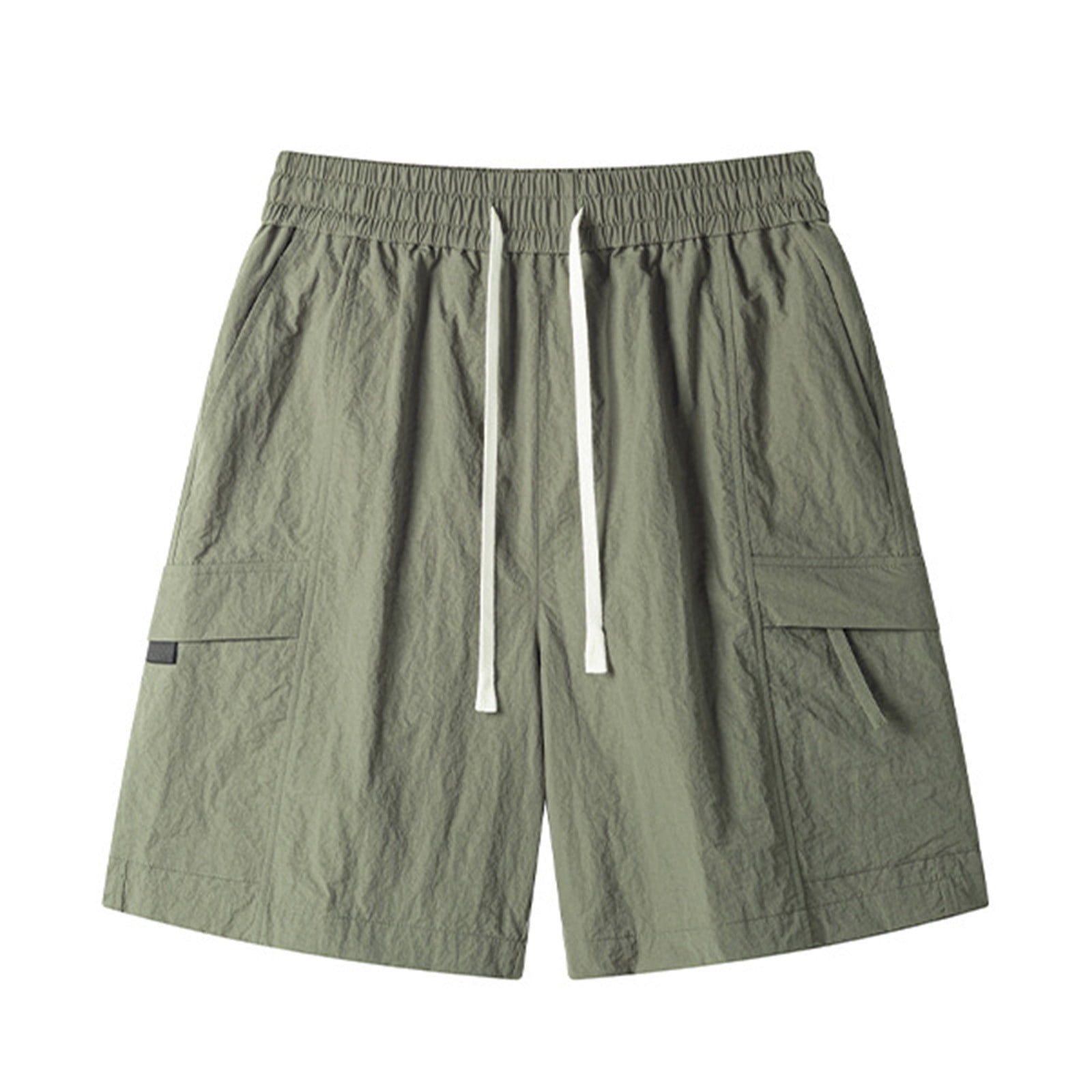 AGKIZG Solid Color Men Hiking Running Shorts Elastic Waist Buckle Large ...