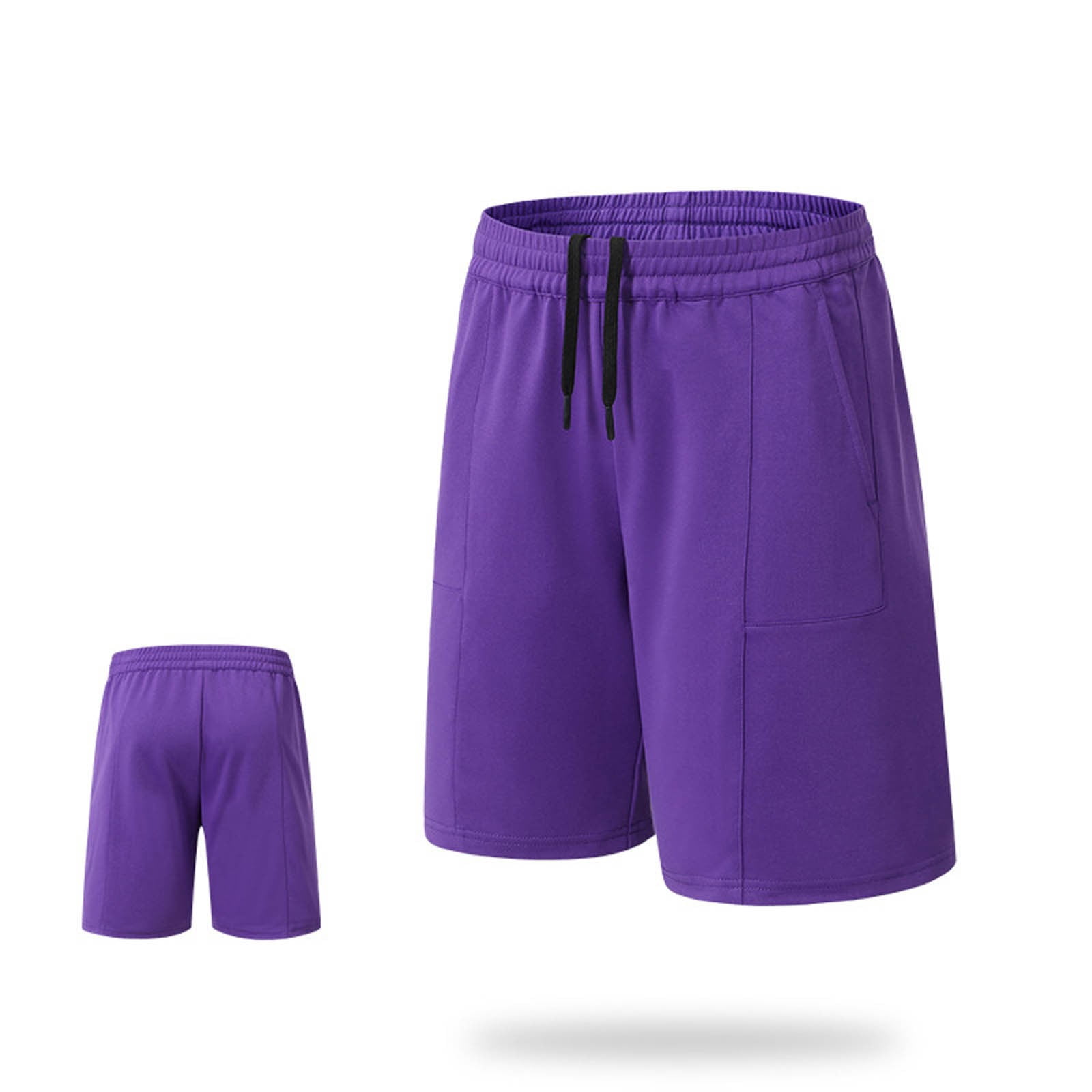 AGKIZG Solid Color Men Hiking Running Shorts Elastic Waist with Pockets ...
