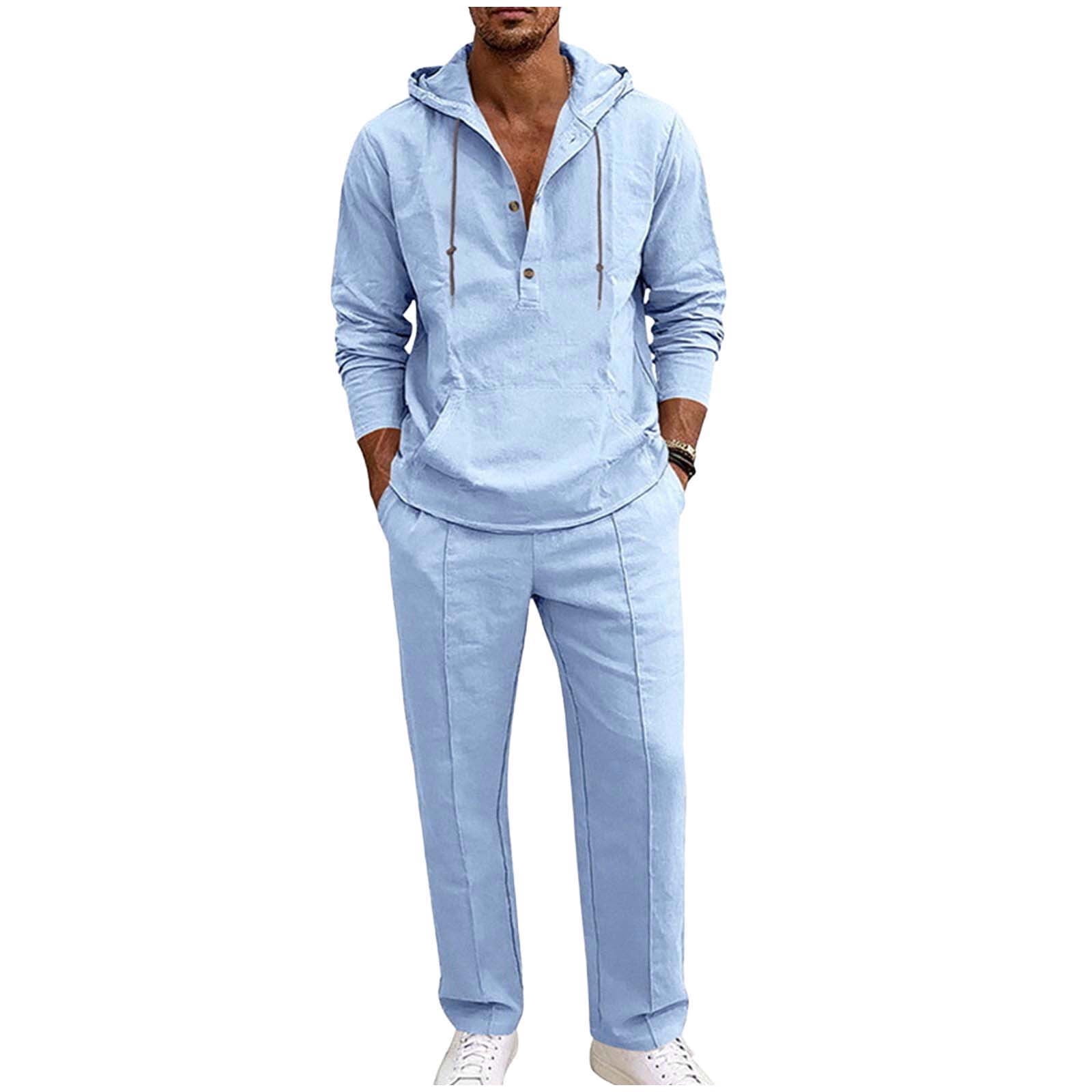 AGKIZG Solid Color Men Long Sleeve Button Up Drawstring Hooded Casual ...