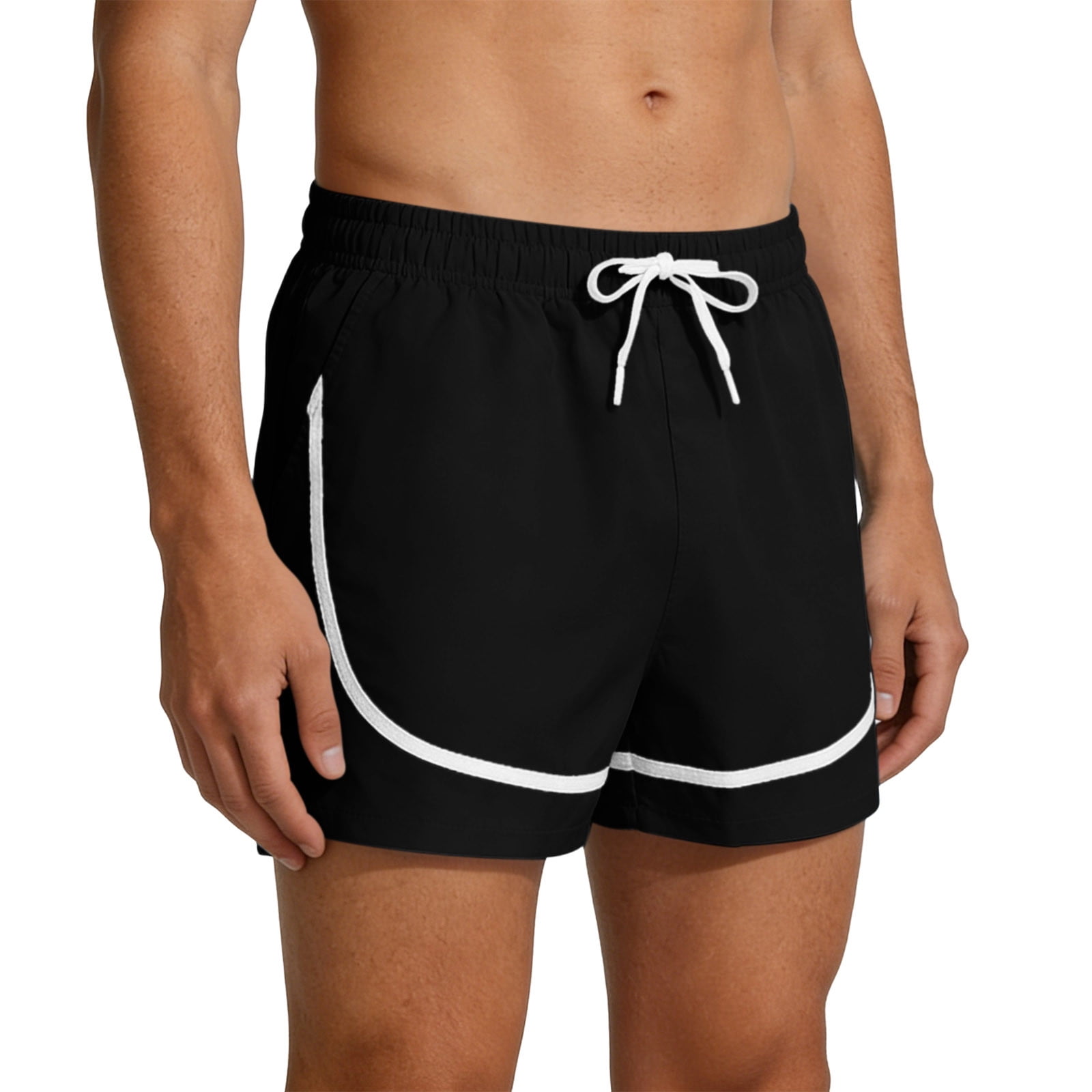 AGKIZG Solid Color Men Outdoor Shorts Elastic Waist Breathable Fashion ...