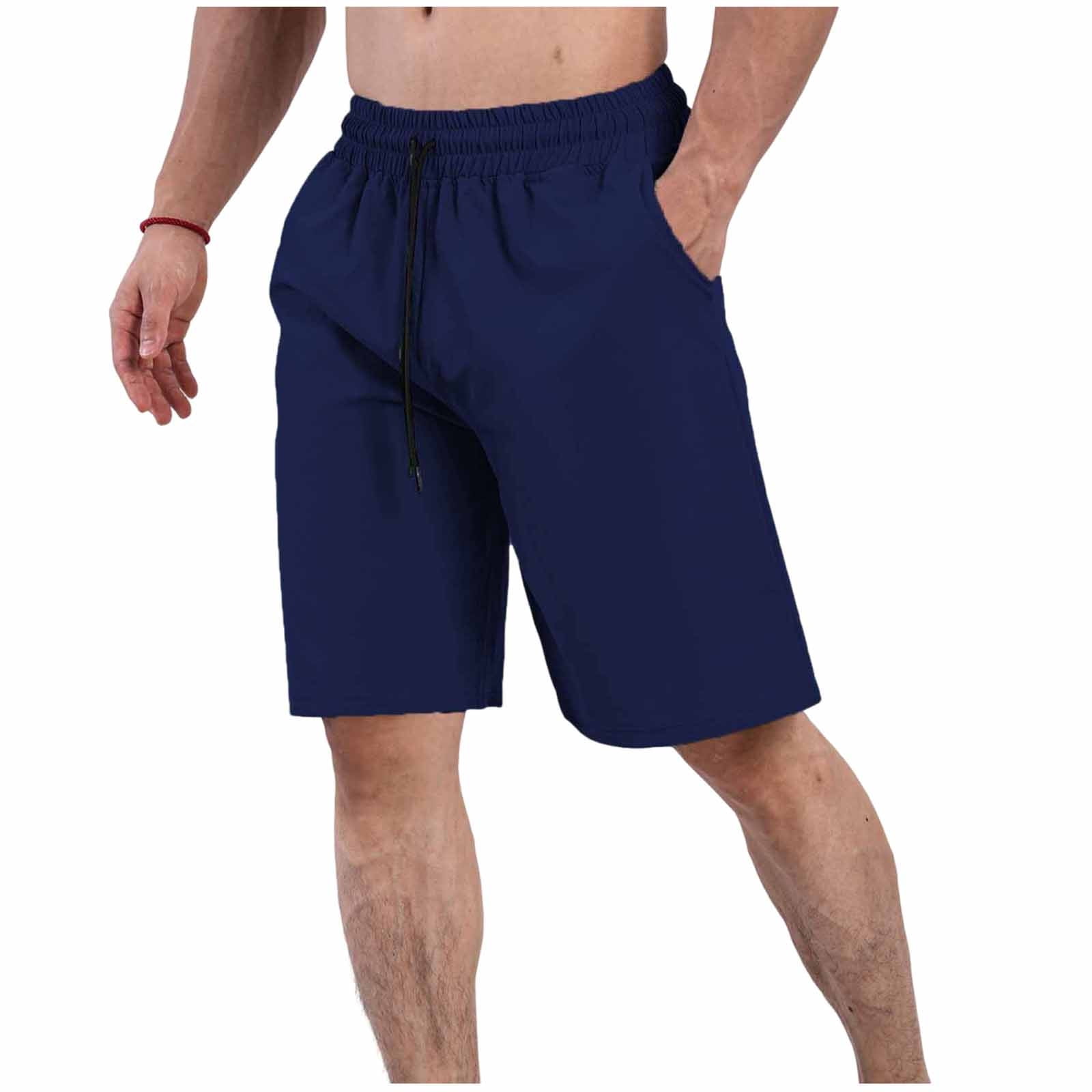 AGKIZG Solid Color Men Running Cycling Shorts Elastic Waist with ...