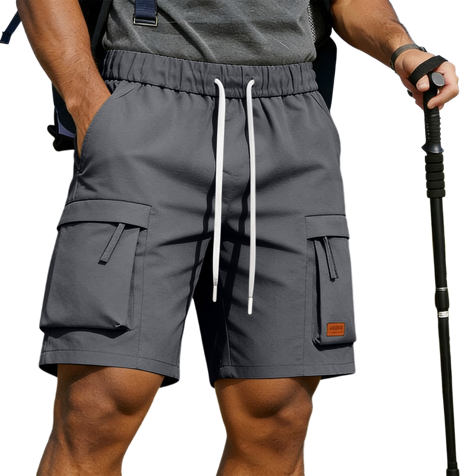 AGKIZG Solid Color Men Short Casual Shorts Elastic Waist Breathable ...