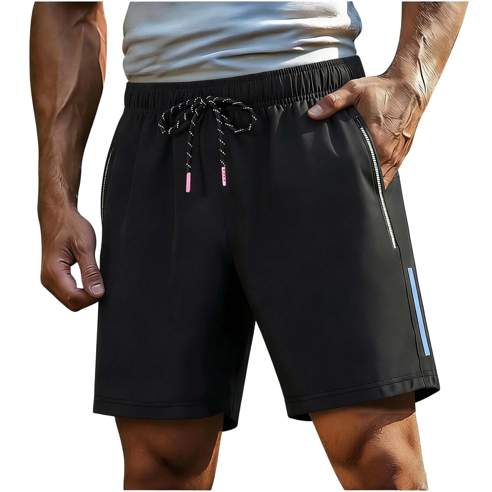 AGKIZG Solid Color Men Style Cargo Shorts Elastic Waist Drawstring ...