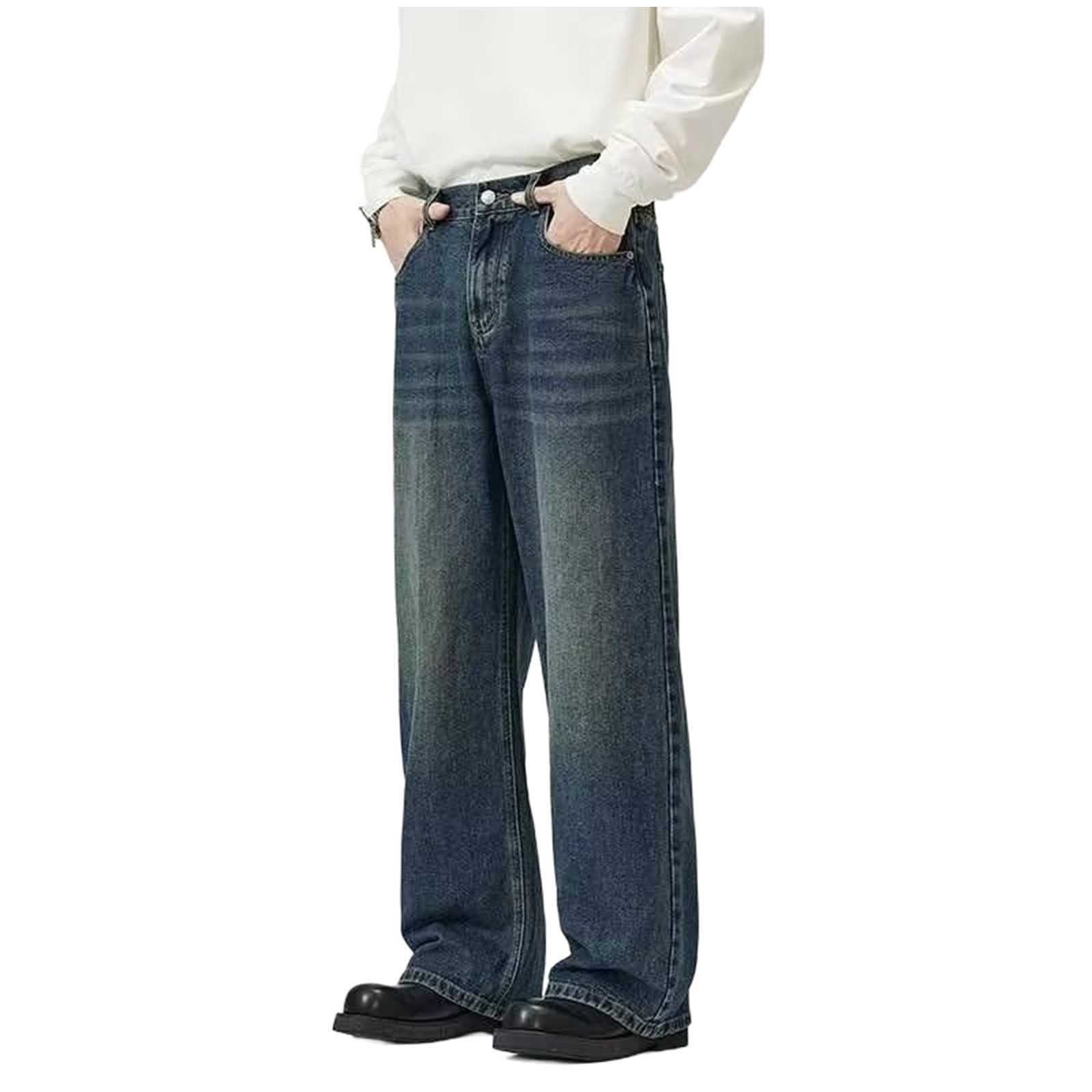 AGKIZG Solid Color Men's Casual Pants Button Closure with Pockets ...