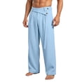AGKIZG Solid Color Men's Casual Pants Drawstring Button Belt Waist with ...