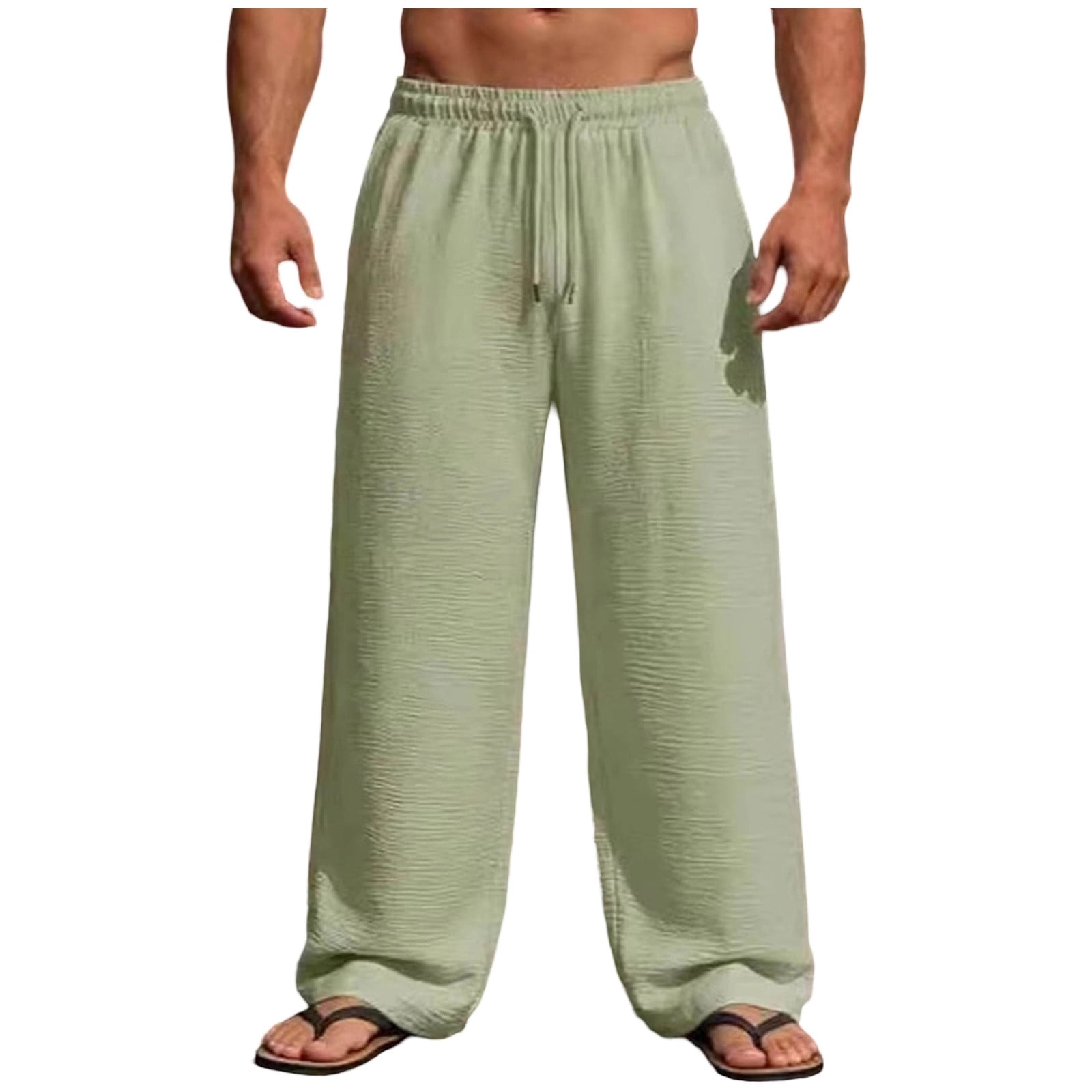 AGKIZG Solid Color Men's Casual Sport Pants Stretch Waist Drawstring ...