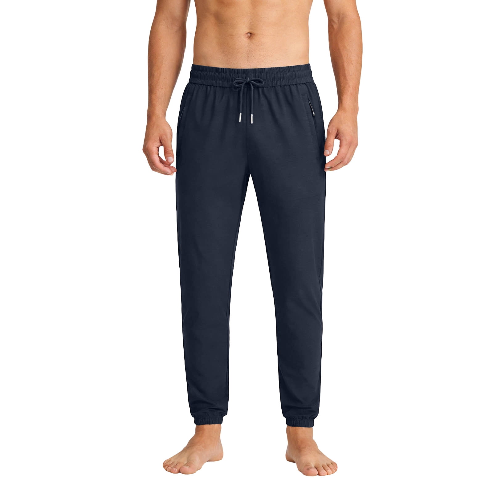 AGKIZG Solid Color Men's Ice Silk Ankle Tied Pants Stretch Waist ...