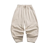 AGKIZG Solid Color Men's Linen Like Casual Pants Loose Sport Style with ...