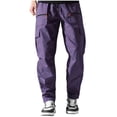 AGKIZG Solid Color Men's Sport Pants Multi Zipper Pockets Drawstring ...