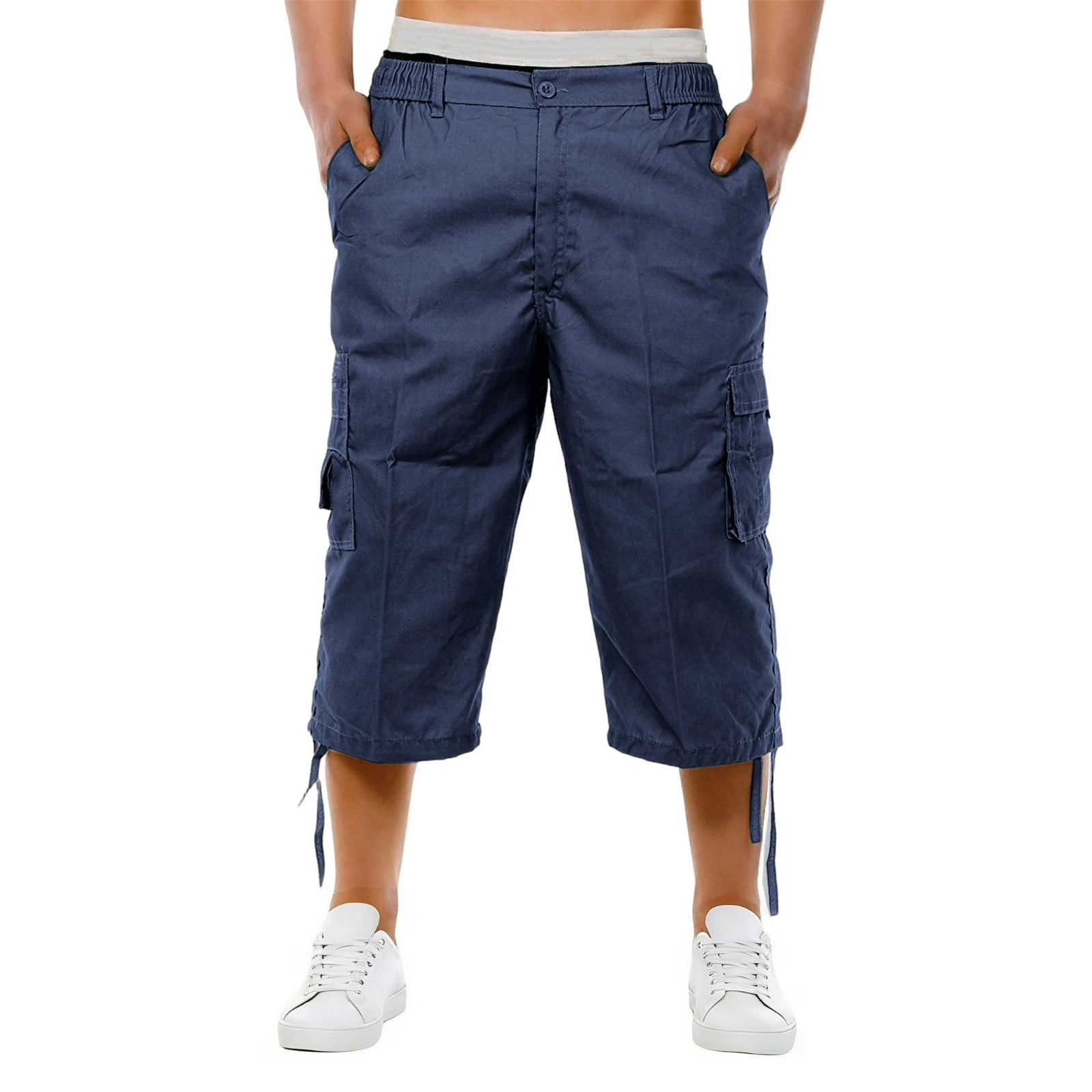 AGKIZG Solid Color Men's Summer Casual Cargo Pants Multi Pocket Loose ...