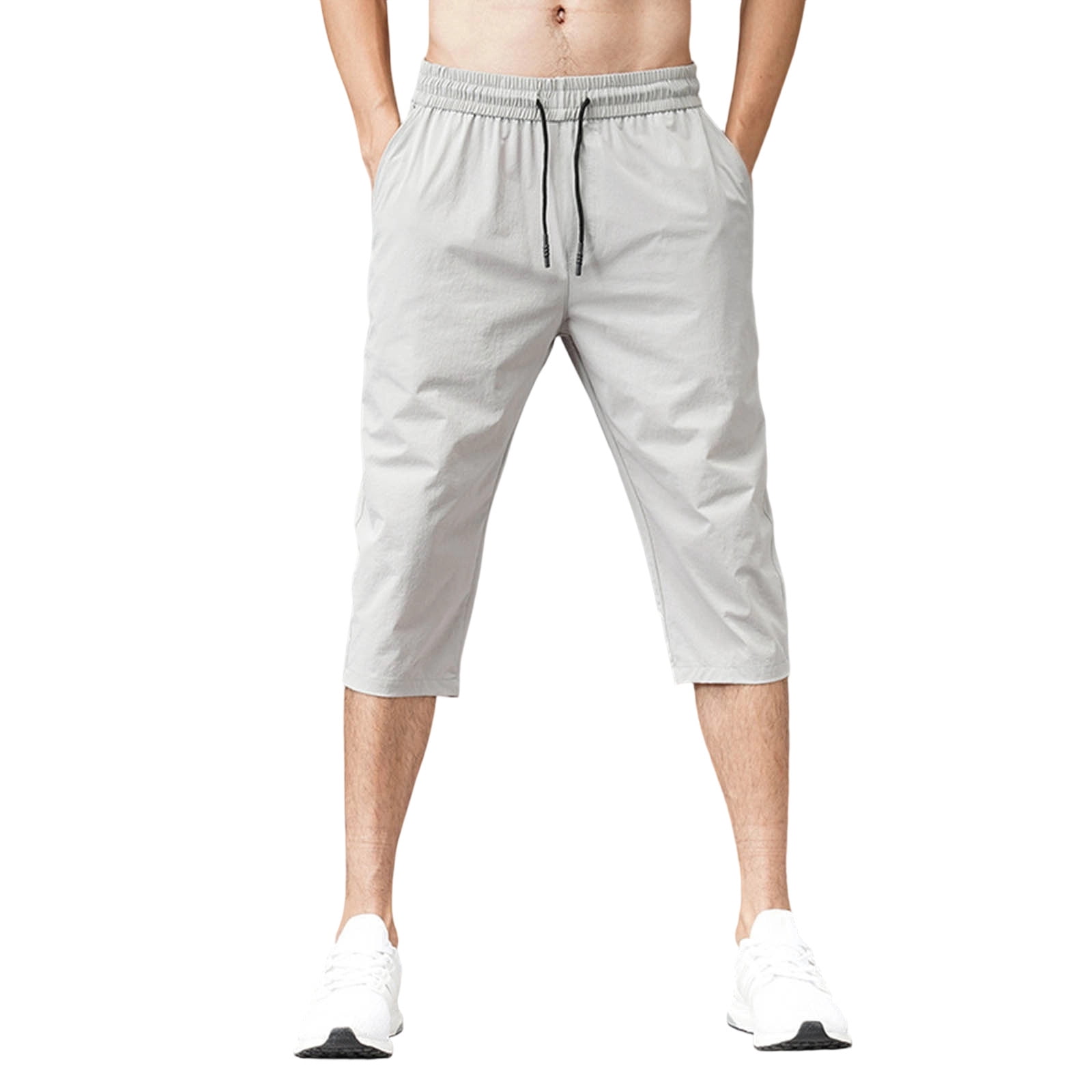 AGKIZG Solid Color Mens Ice Silk Pants High Stretch Elastic Waist ...