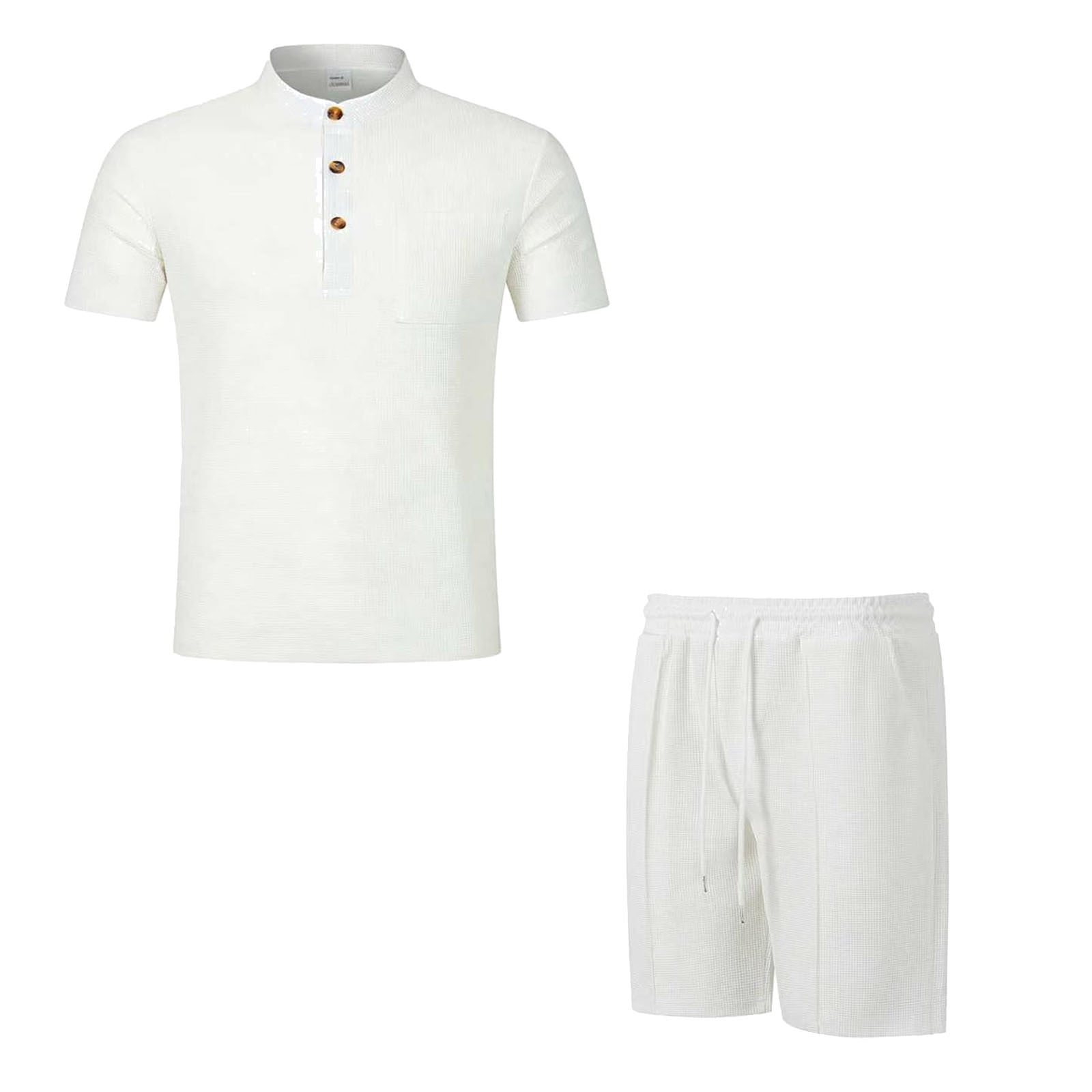 AGKIZG Solid Color Pocket Short Sleeve Button Stand Collar Top Pocket ...