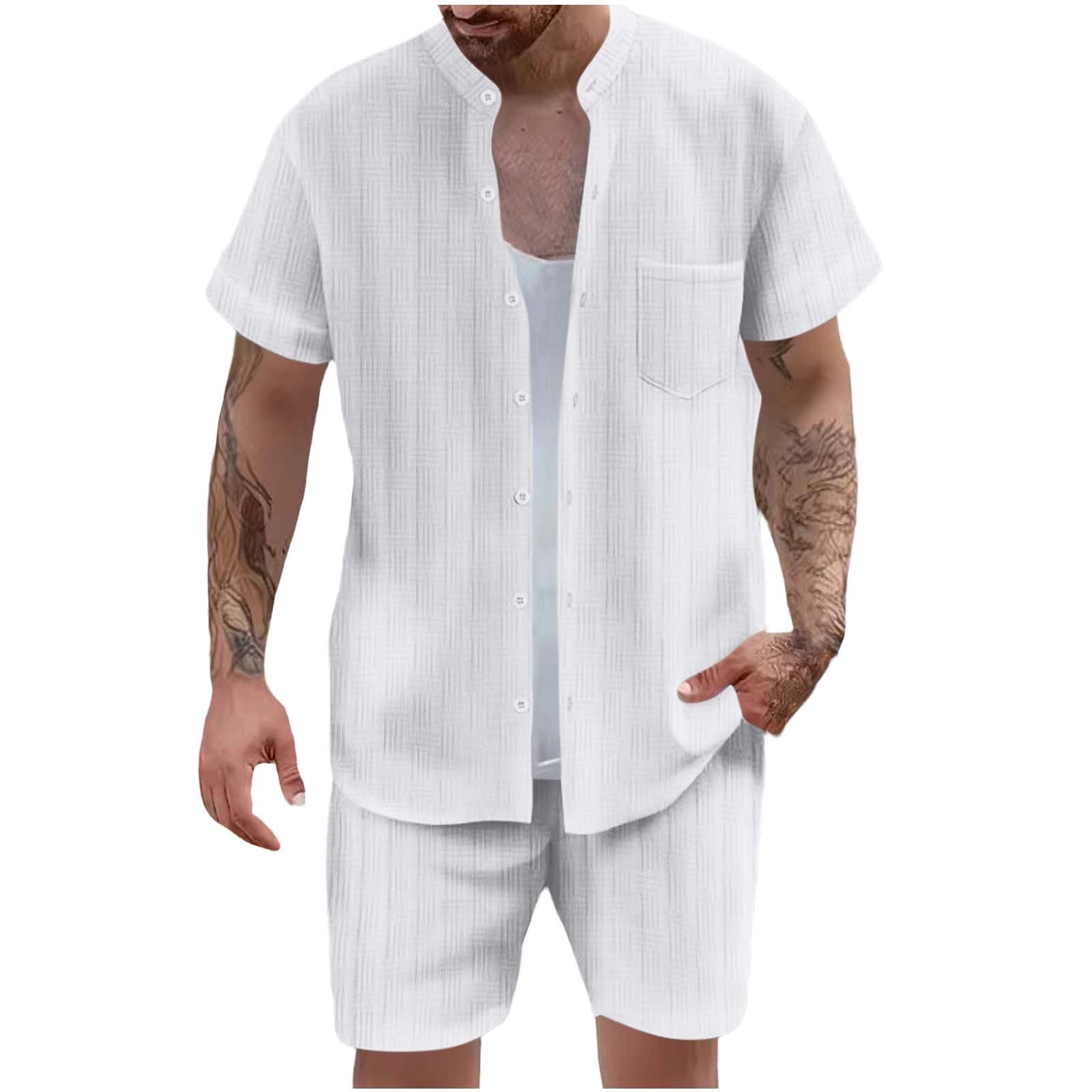 AGKIZG Solid Color Short Sleeve Button Stand Collar Top Drawstring ...