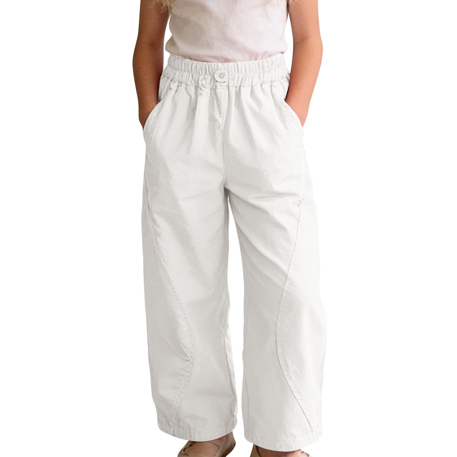 AGKIZG Thin Soft Fabric Casual Cargo Wide Leg Long Pants for Teen Girls ...