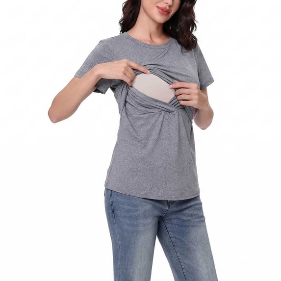AGKIZG Women Maternity Tops Solid Color Maternity Top Summer Short ...