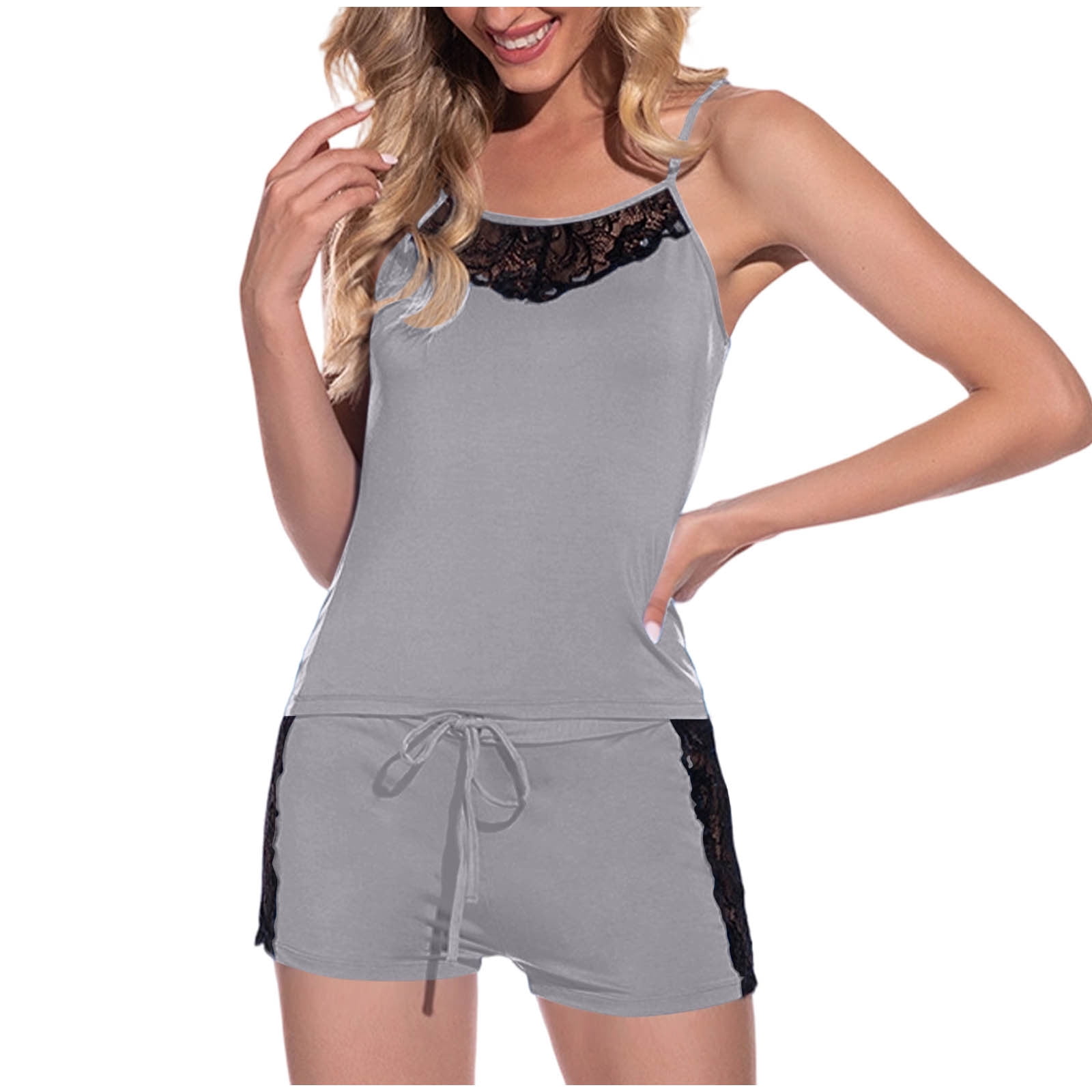 AGKIZG Women Solid Color Round Neck Breathable Cool Loungewear Set ...