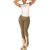 AGKIZG Women's Casual Color Yoga Set Slim Round Neck Top Long Pants ...