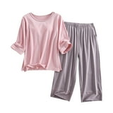 AGKIZG Women's Casual Loose with Built in Bra Round Neck 3/4 Sleeve ...