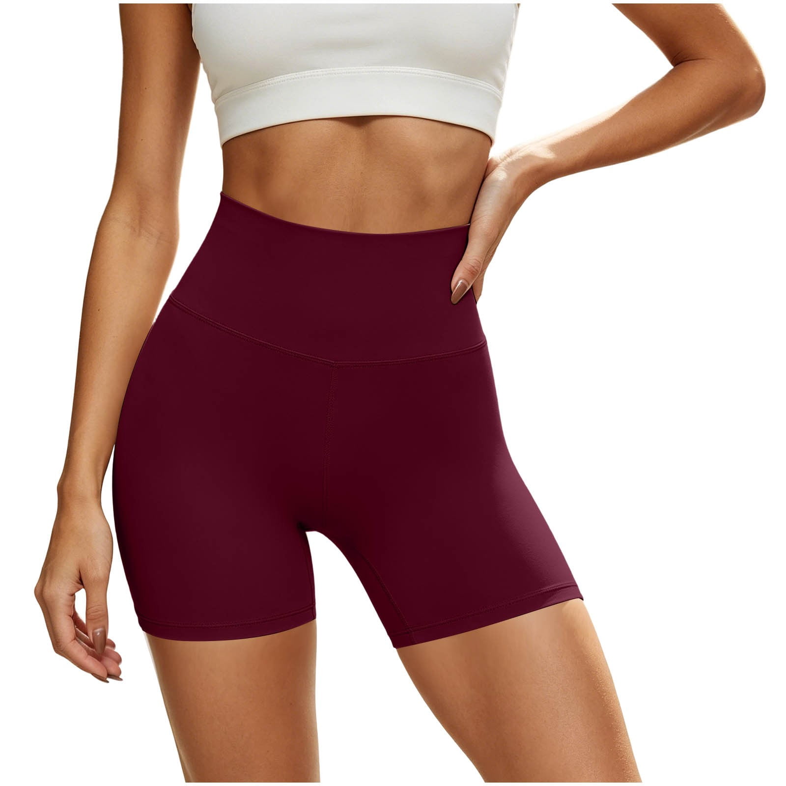 AGKIZG Women's Solid Color Dry Tight High Waist Yoga Shorts with Butt ...