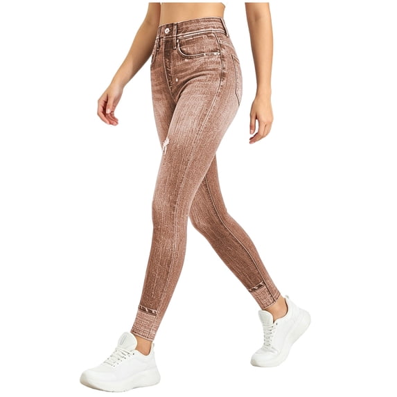 AGKIZG Womens Outdoor Sports Fitness Faux Denim Yoga Pants High Waist ...