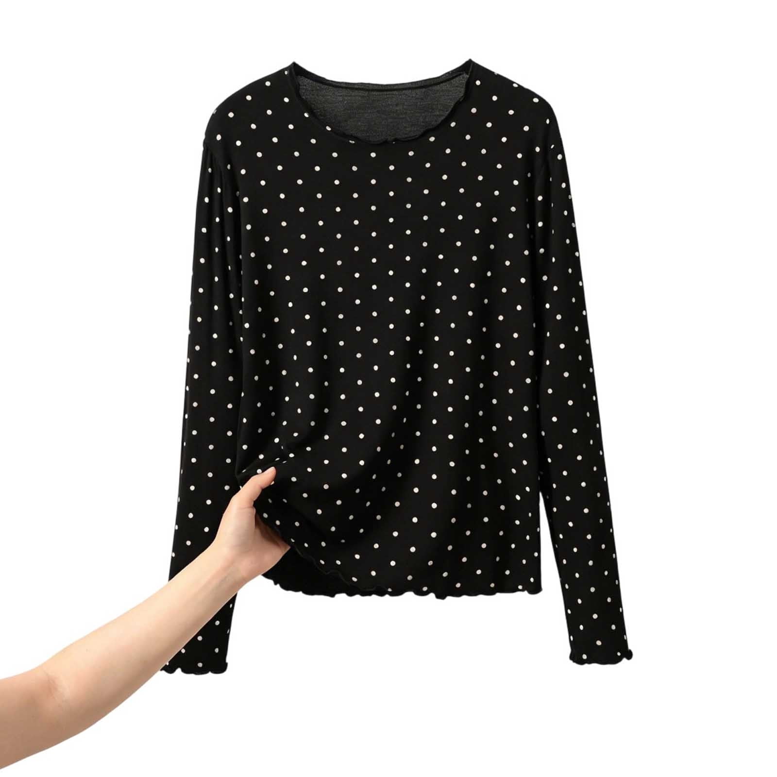 AGKIZG Womens Print Long Sleeve Top Crew Neck Ruffle Soft Fabric Daily ...