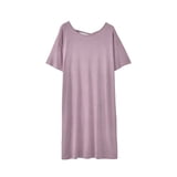 AGKIZG Womens Short Sleeve Sleep Dress Round Neck Back With Pocket Thin ...