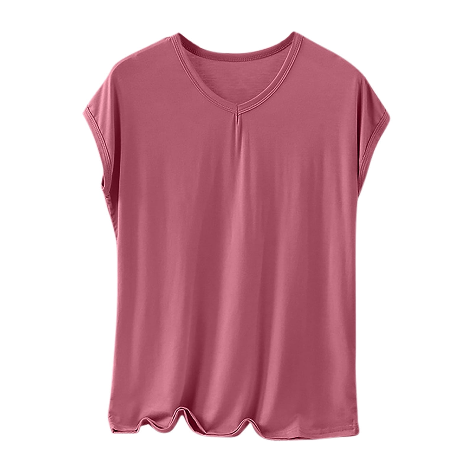 AGKIZG Womens Solid Color Crew Neck Short Sleeve Top Solid Soft Fabric ...