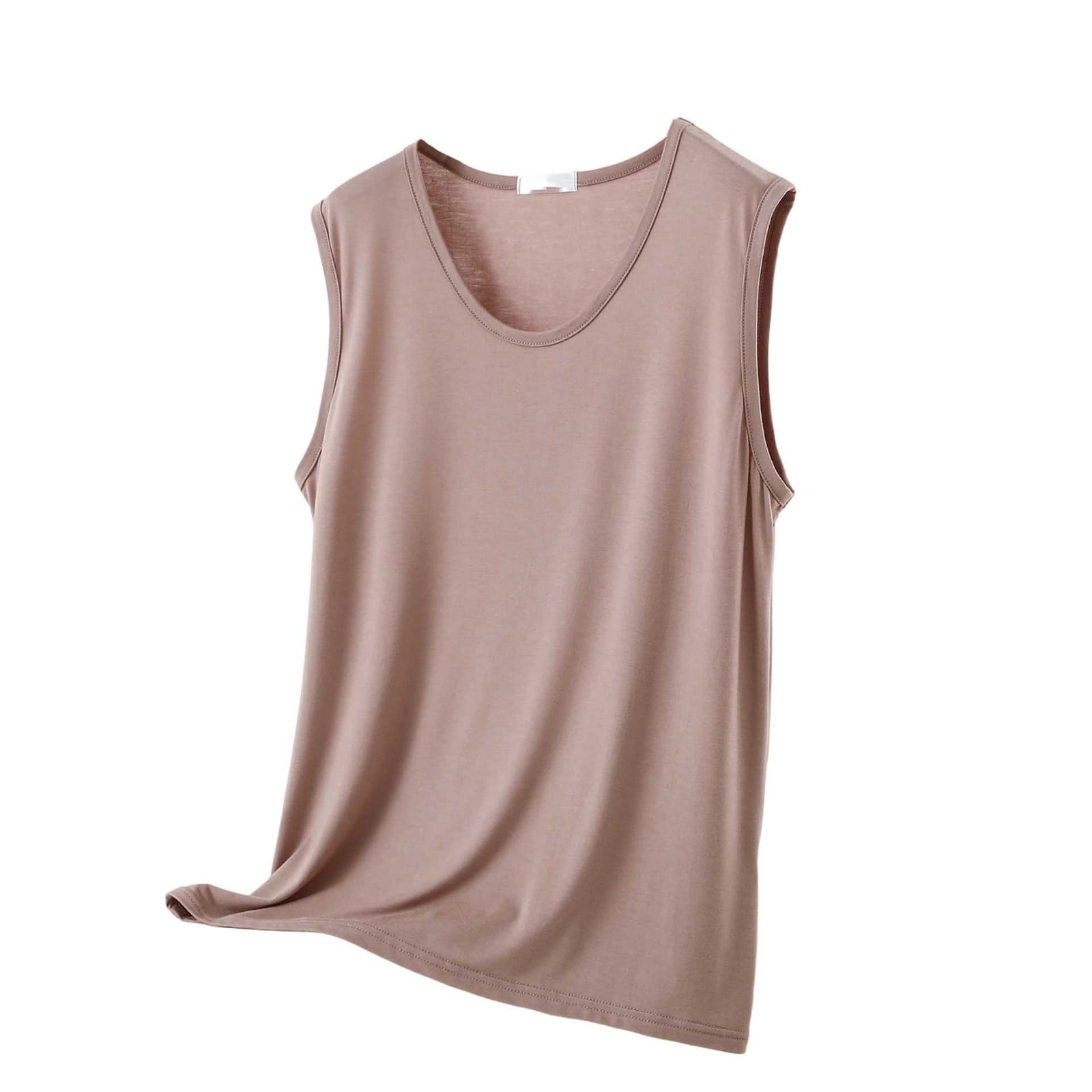AGKIZG Womens Solid Color Plus Size Sleeveless Tank Top Thin Elastic ...