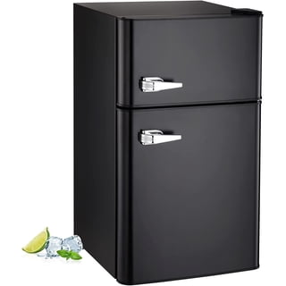 DEMULLER Mini Fridge with Freezer Compact Retro Refrigerator Dual Door ...