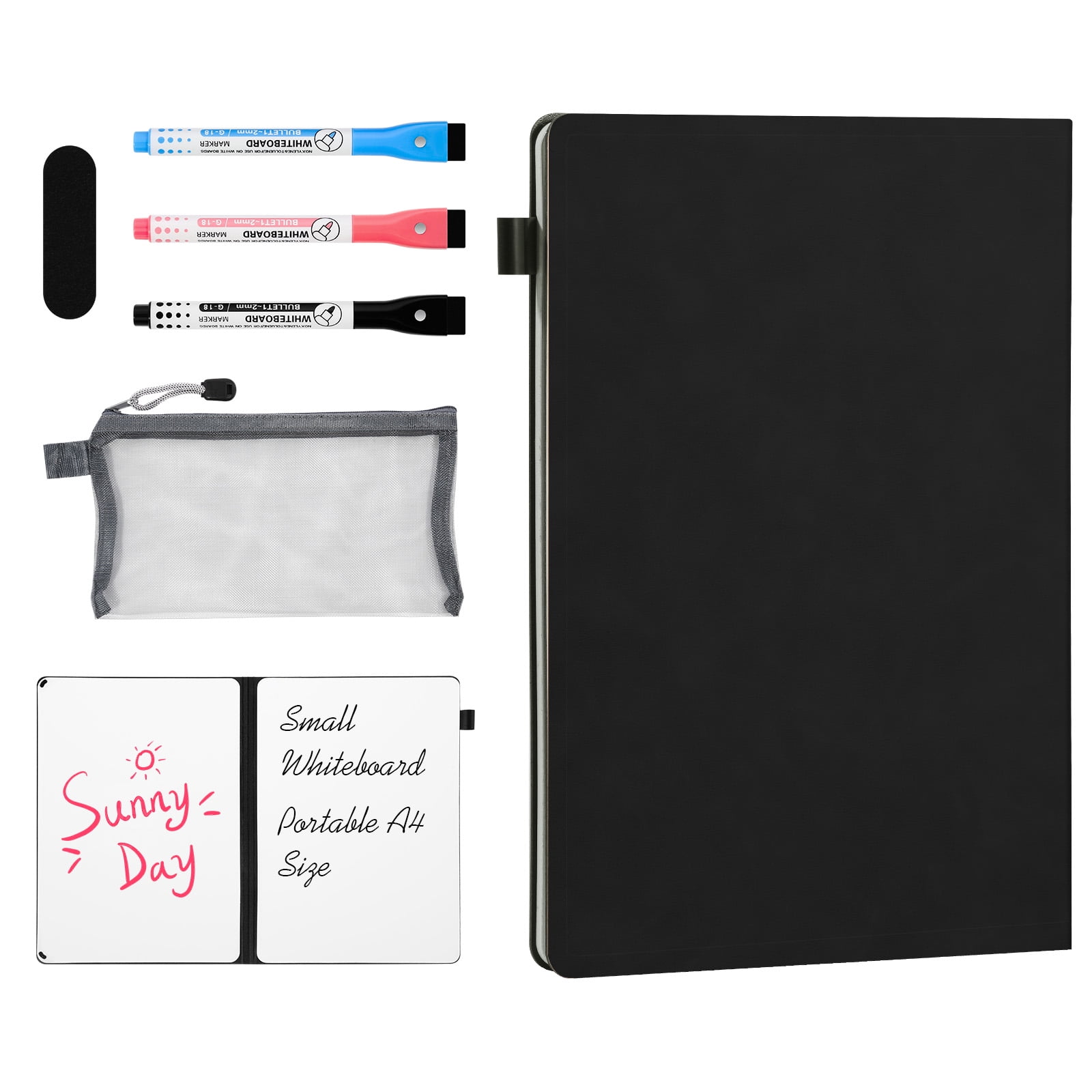 AGM A4 Soft Leather Black Notebook with Three Pens, Dry Erase Board and ...