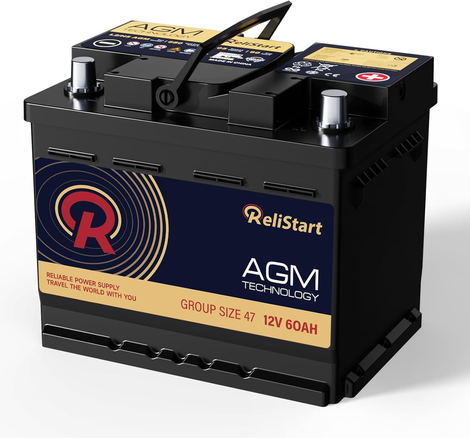 AGM Battery BCI Group 47 Car Battery-12v 60Ah H5 Size 47 Automotive ...