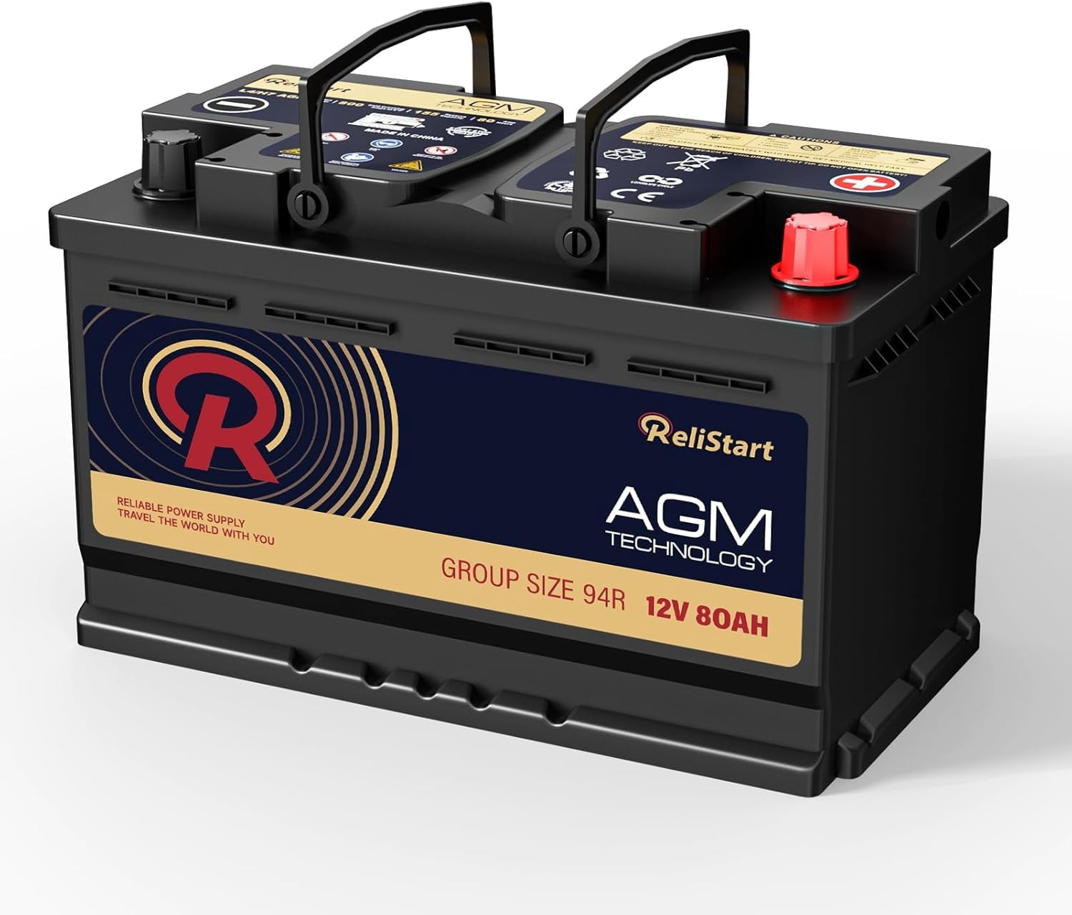 AGM Battery BCI Group 94R Car Battery-12V 80AH H7 Size 94R Automotive ...