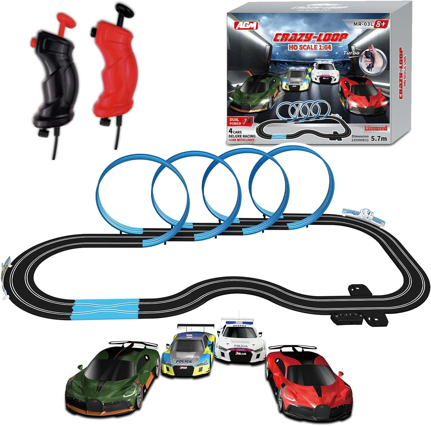 AGM MASTECH Slot Car Race Track Sets, 13.1 ft of Electric Track ...
