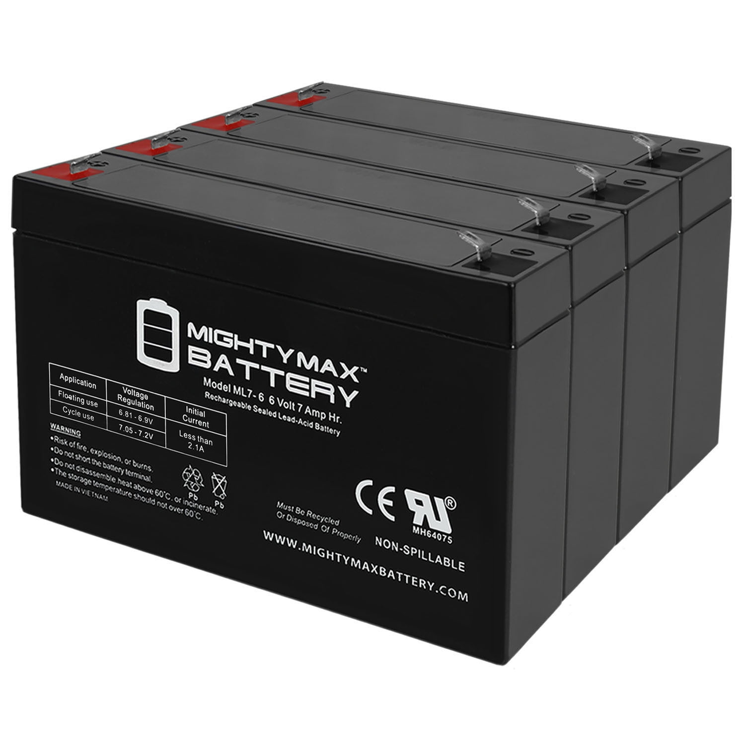AGM Sealed 6V 7AH Battery Replaces 7.2AH CF6V7 PE6V7.2F1 SLA0925 CA160 ...