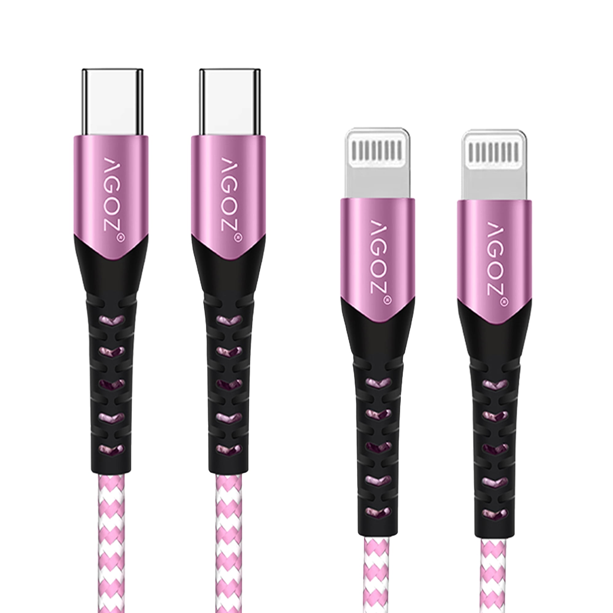 AGOZ 2 Pack 6ft Pink Apple MFI Certified Lightning to USB C Cable ...
