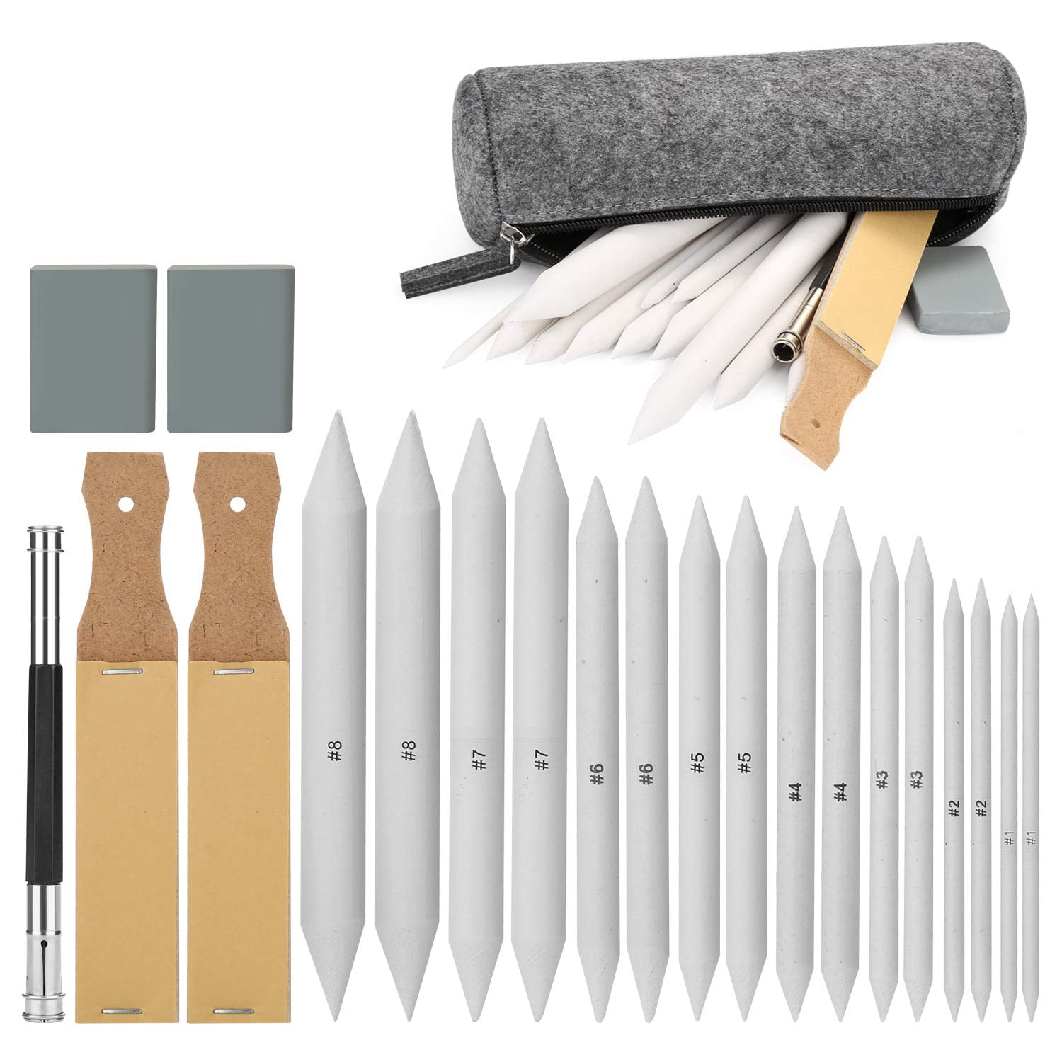 AGPTEK 22 PCSTRDN Sketch Drawing Tools, 16 Blending Stumps Set with 2 ...