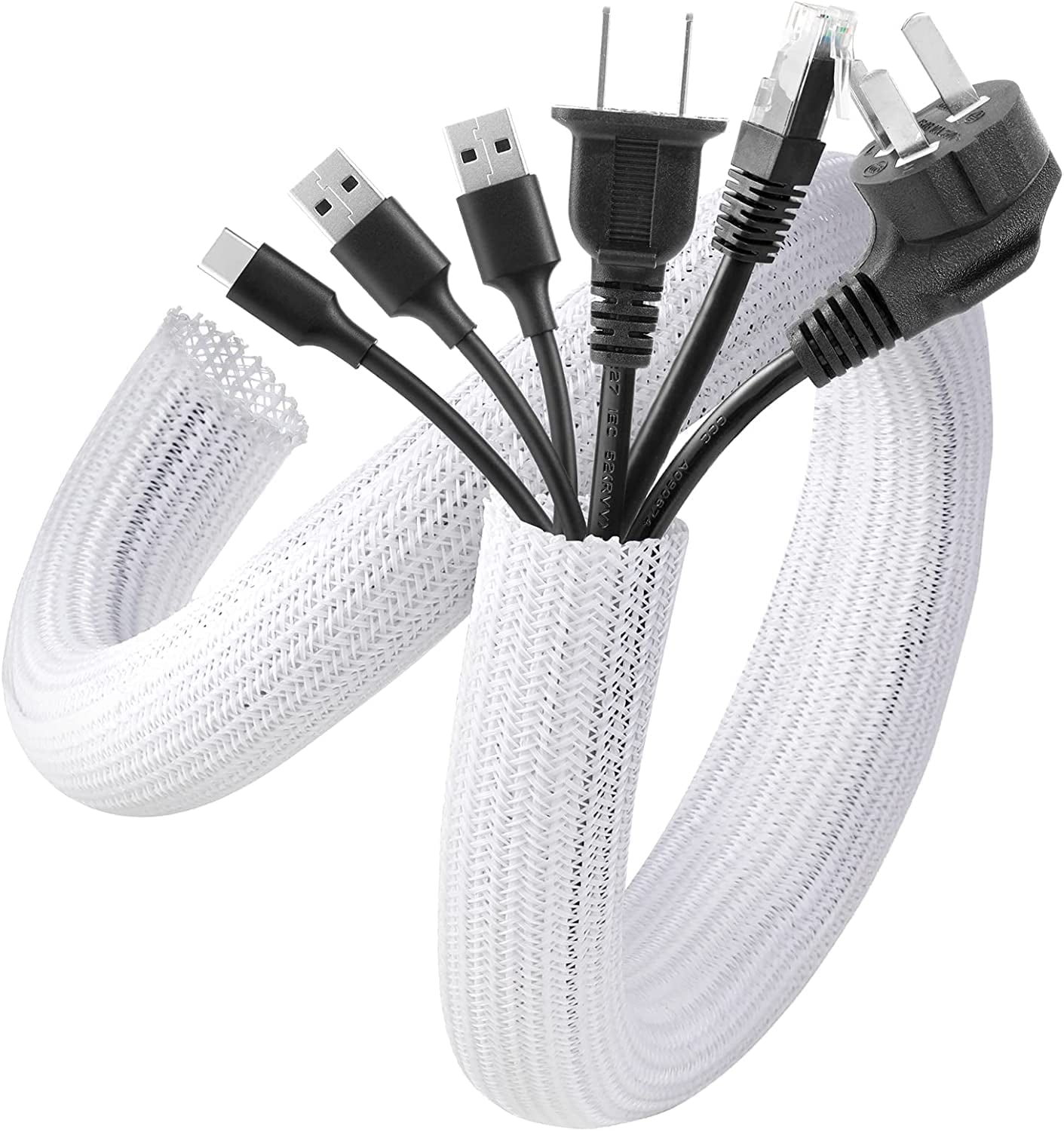 AGPTEK Cable Management Sleeve Cover, 20ft - 4/5 inch Cord Management ...