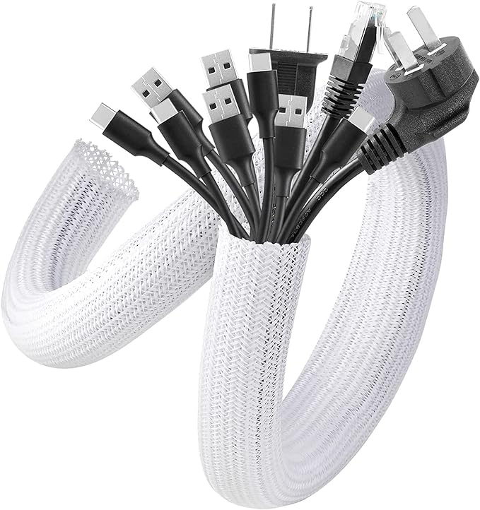 AGPTEK Cable Management Sleeve Cover, 2Pack 5ft - 1.6 inch Cord ...