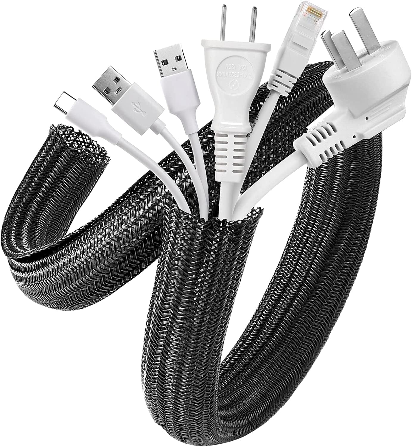 AGPTEK Cable Sleeve Cover, 6.6ft, 1.2 inch Cord Management Wire ...