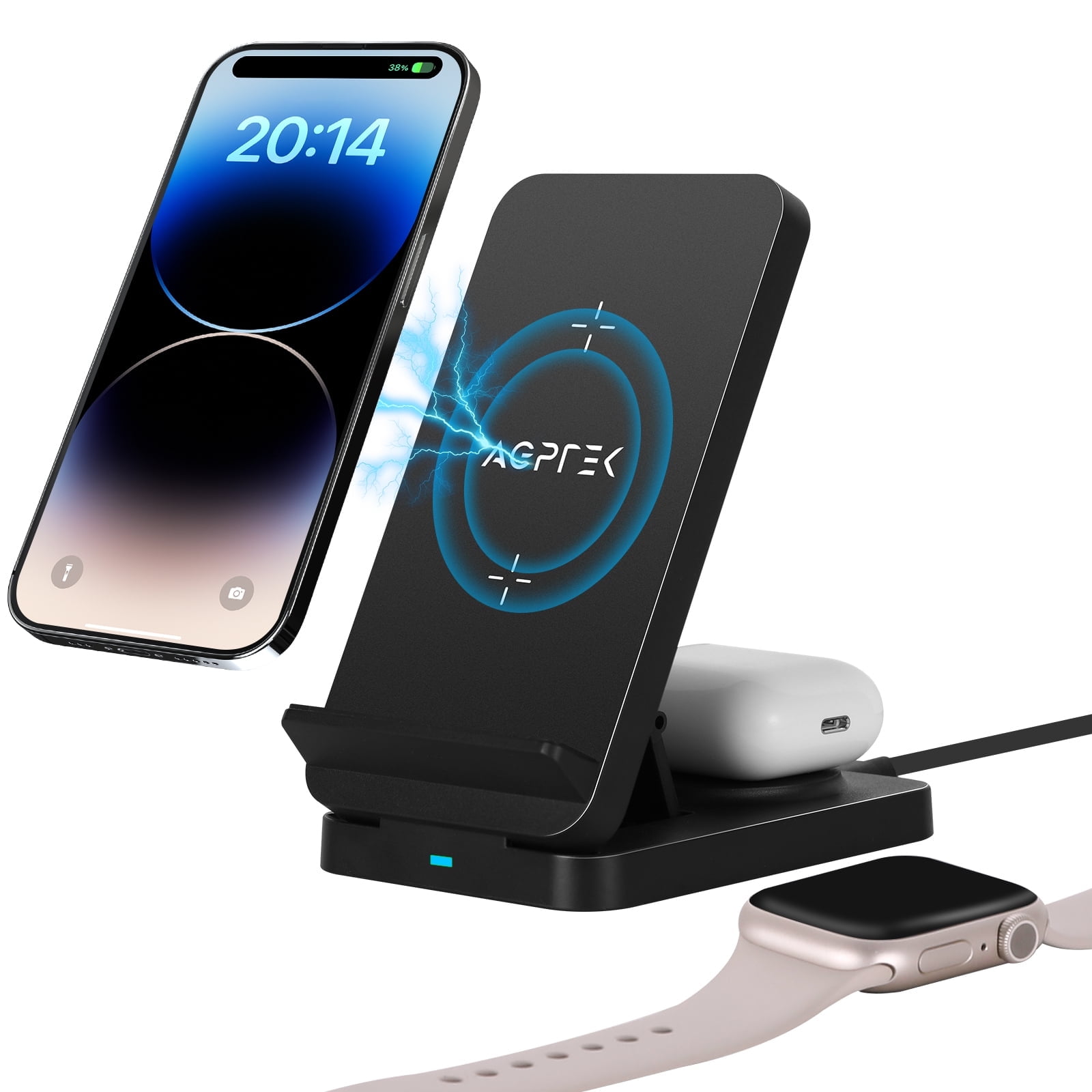AGPTEK Wireless Charger Foldable 3 in 1 Charging Station - Walmart.com