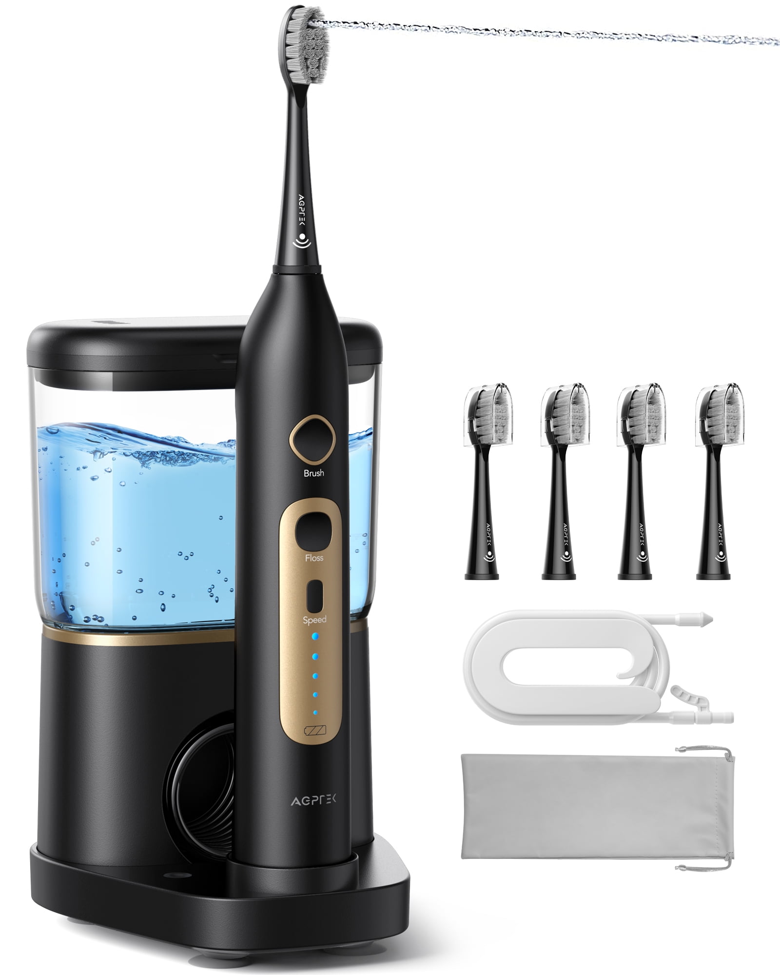 AGPTEK 2 in 1 Cordless Water Flosser & Sonic Toothbrush, 5 Levels ...