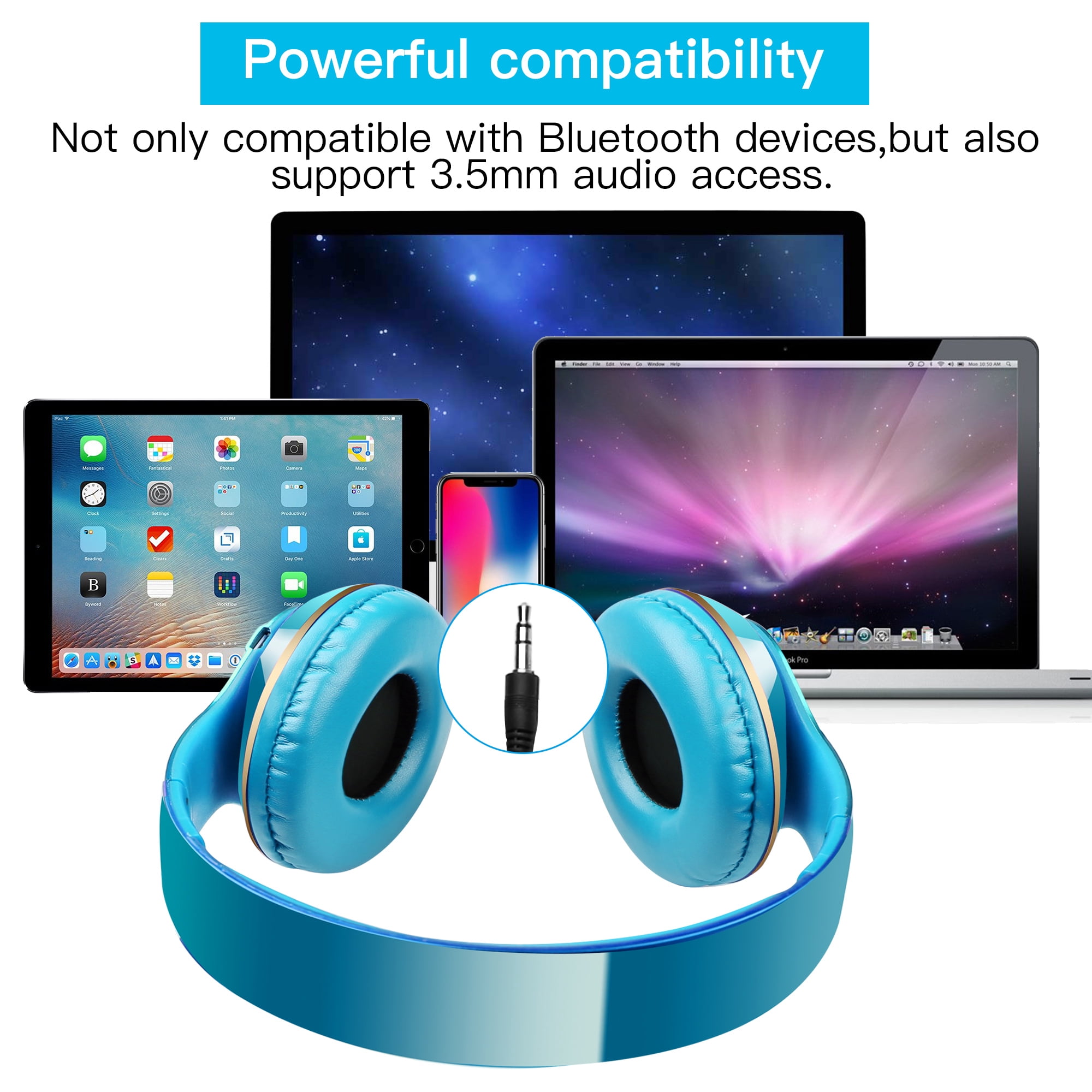 AGPTEK Wireless Bluetooth Headphones Stereo Heavy Bass Earphones Over ...